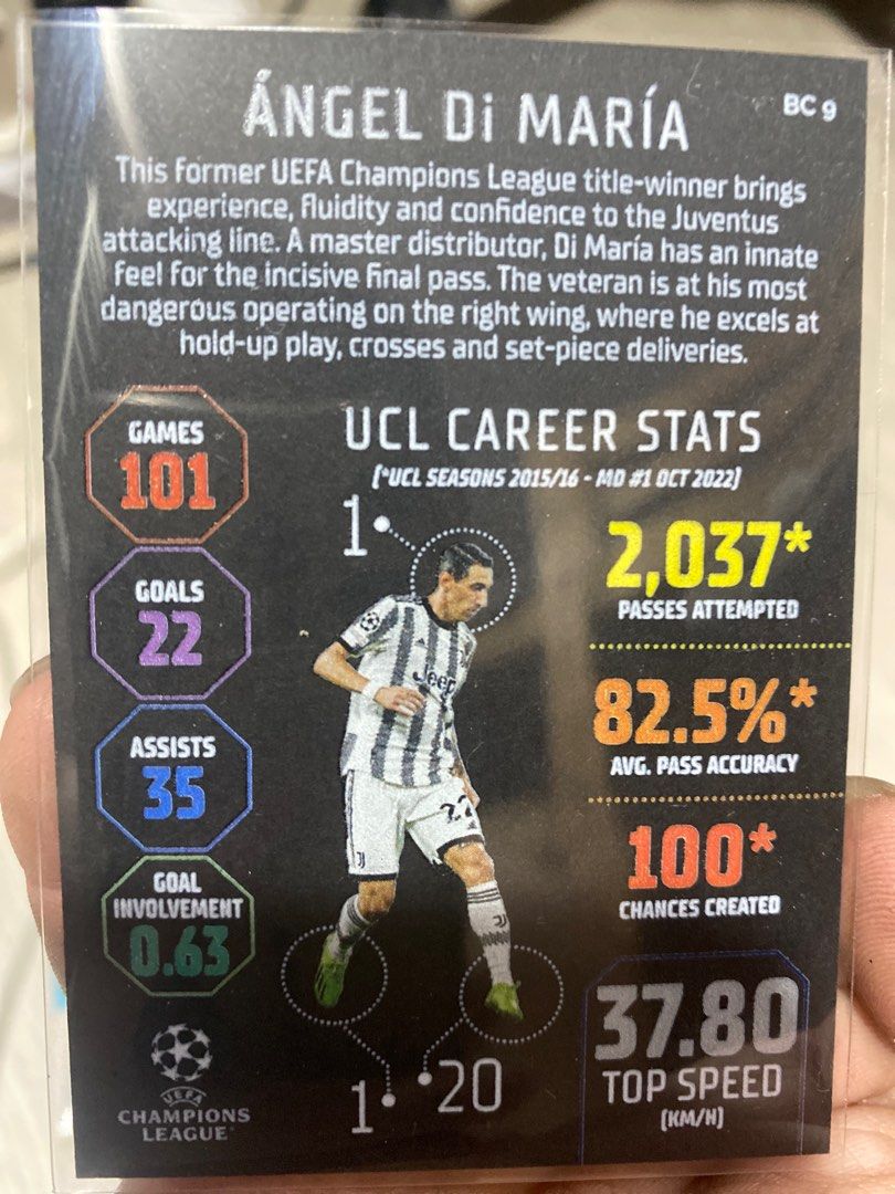 Topps Match Attax Extra 2022/2023 Angel Di Maria(Black Edge Edition ...