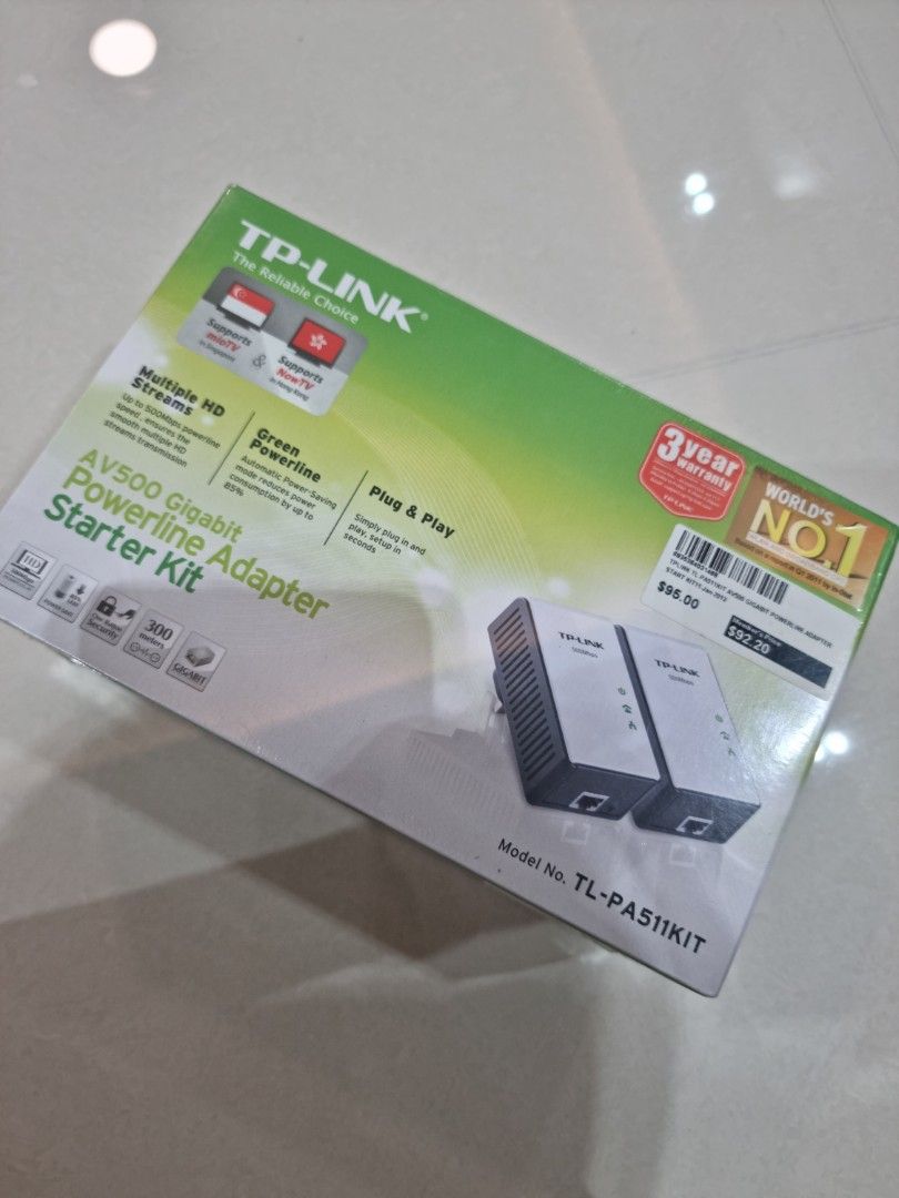 TP Link AV500 Powerline Adapter Starter Kit, Computers & Tech, Office ...