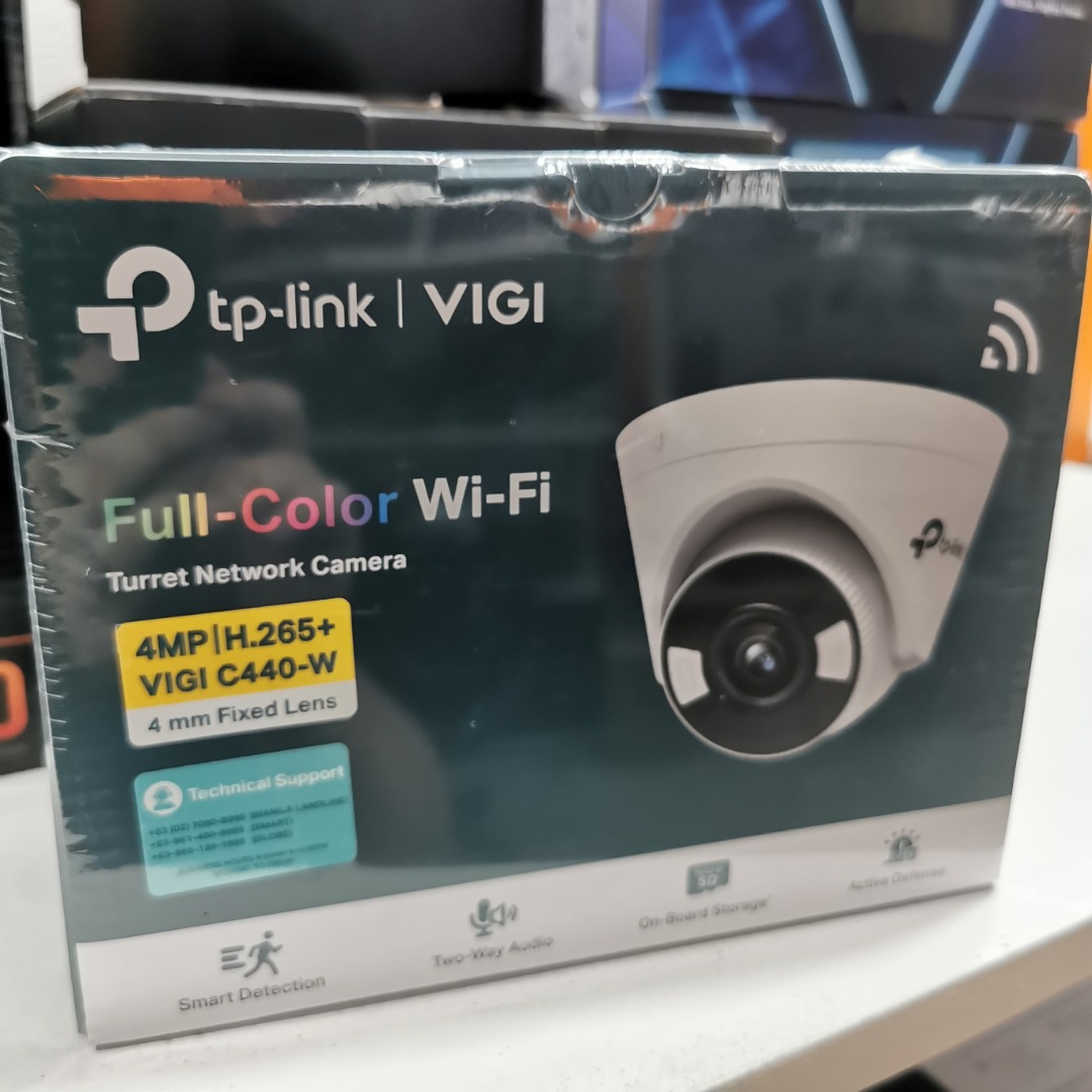 TP-Link VIGI C440-W 4MP 4mm Full-Color Wi-Fi Turret PoE+ Network CCTV ...