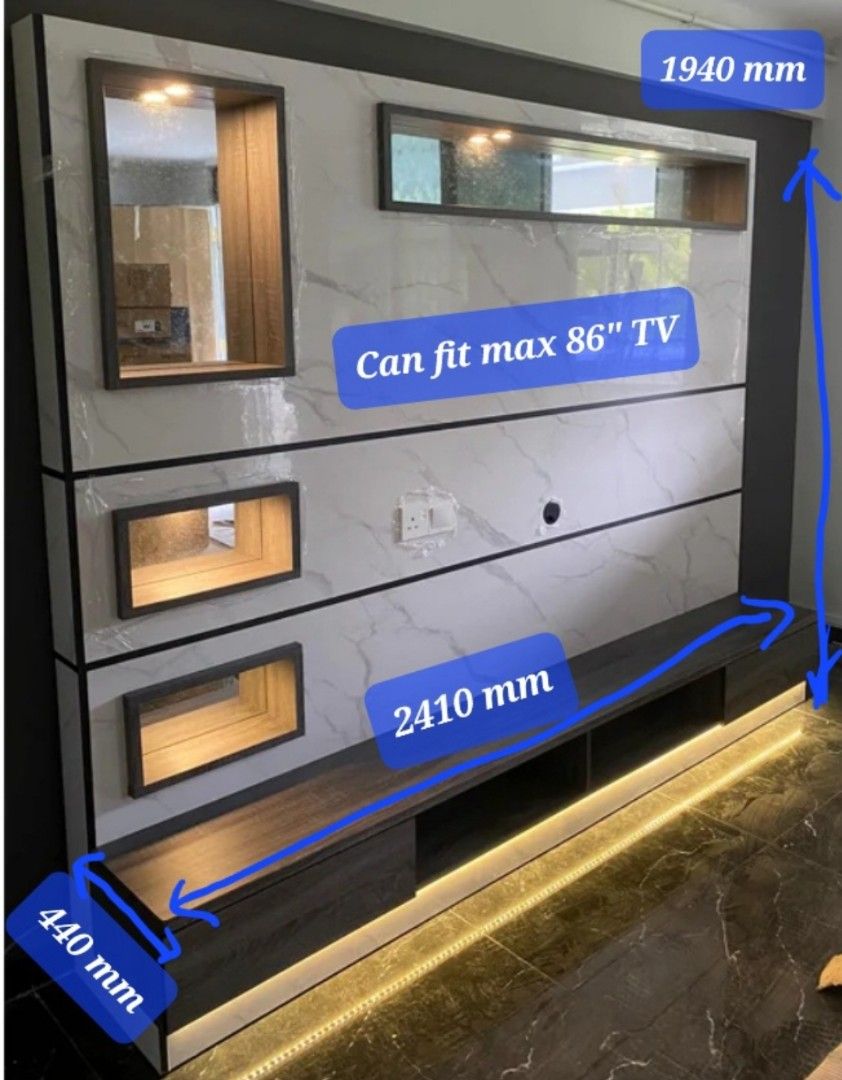 Standalone 8 ft TV Console (not mounted to wall), Furniture & Home ...