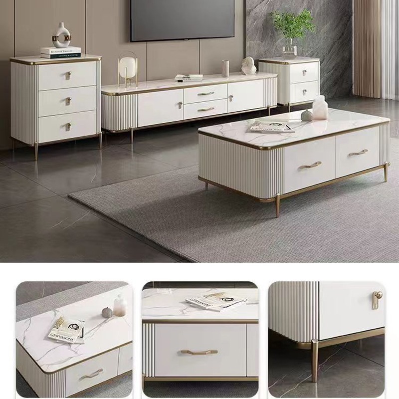 HF TV Console / Beige White TV Table / TV Cabinet /Free Install ...
