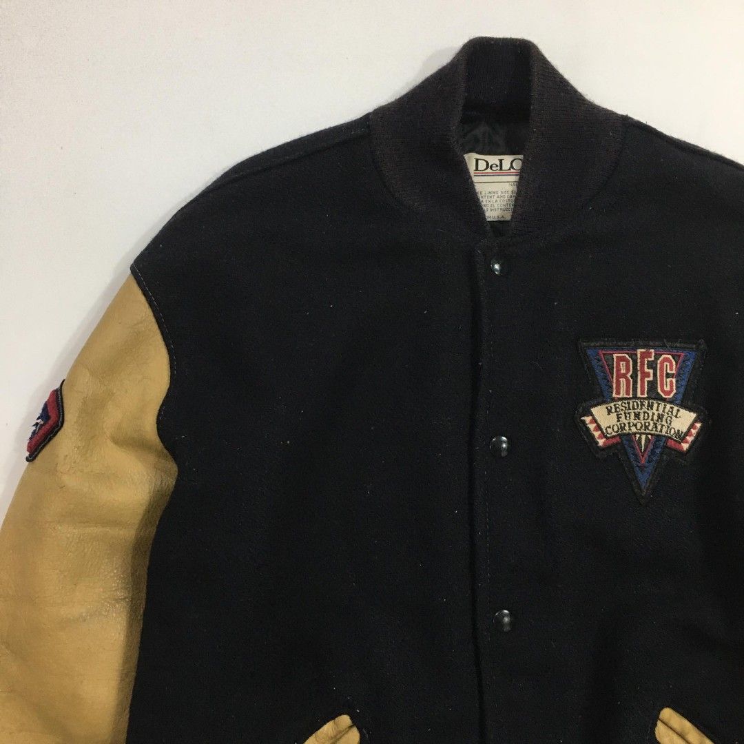 Vintage 1980s 90s Delong Varsity Letterman Jackets Rfc Team Mens