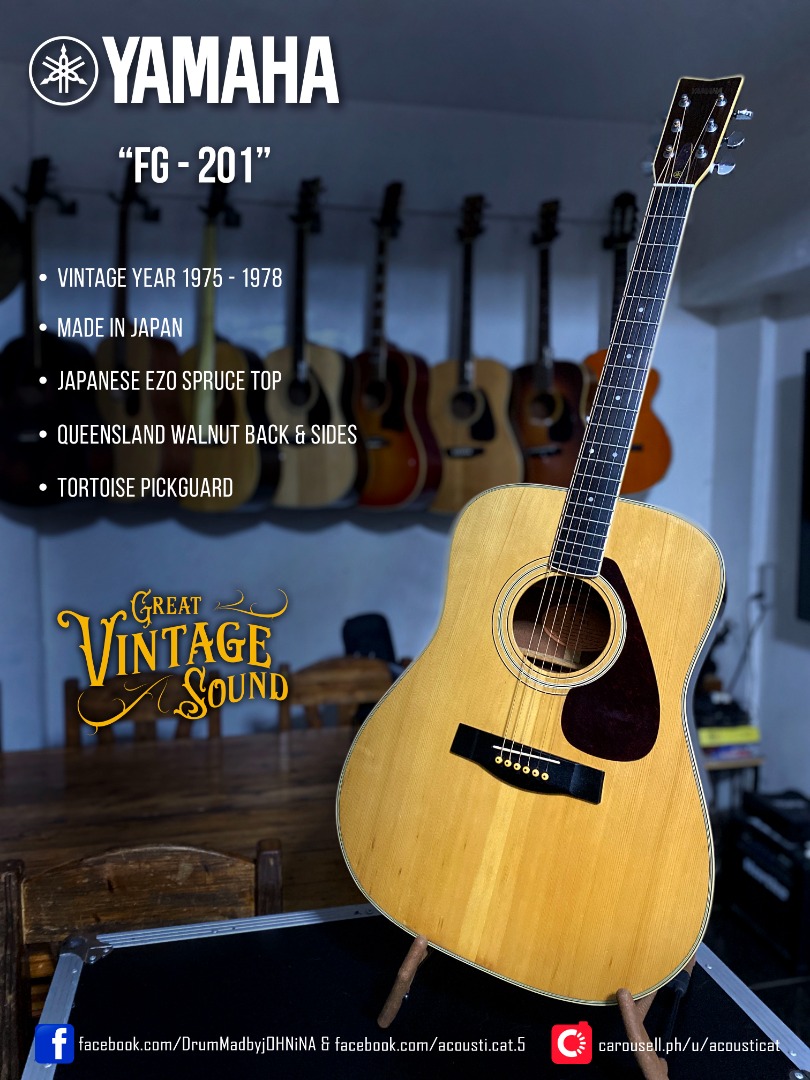 Yamaha FG-201 Vintage Guitar, Hobbies & Toys, Music & Media, Musical Instruments on Carousell