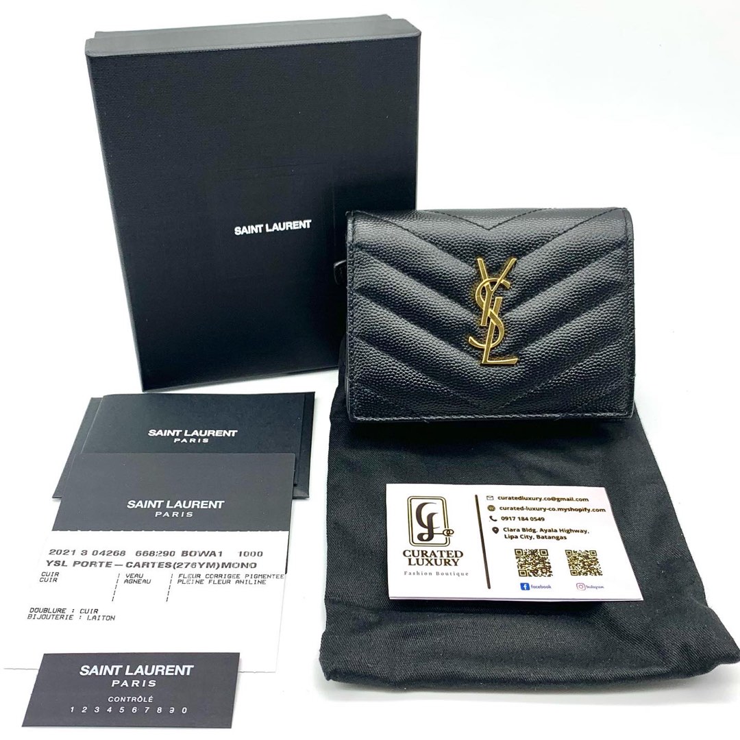 YSL Compact Wallet GHW (Black), Women's Fashion, Bags & Wallets ...