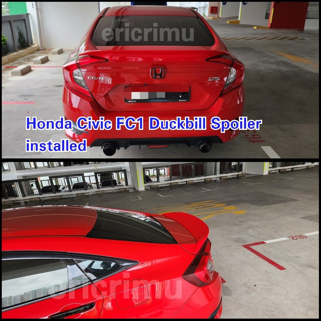 2015-2020 Honda Civic FC Rear Duckbill Spoiler and Roof Spoiler, Car ...