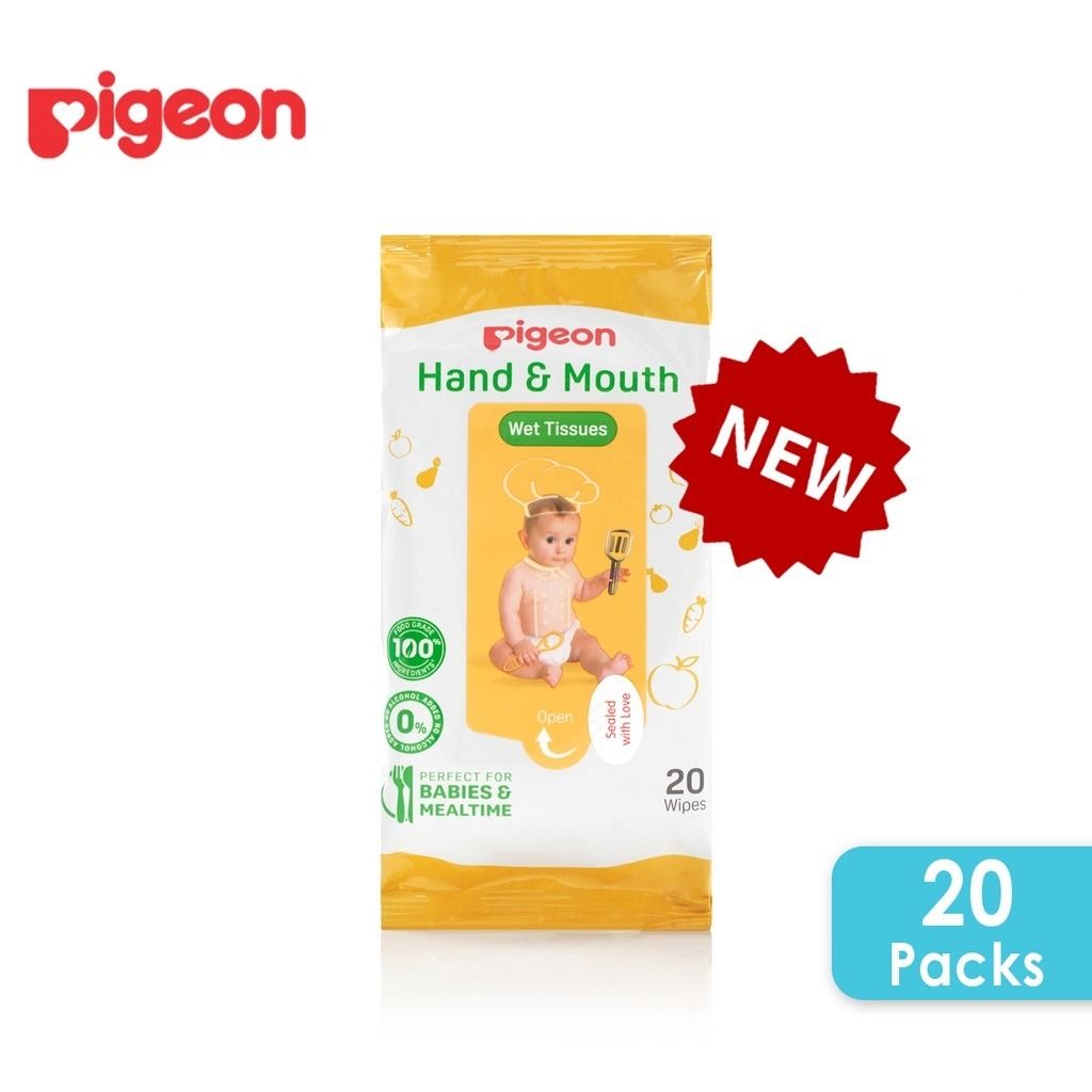 [20s x 10 packs] Pigeon Hand & Mouth Wet Tissues Baby Wet Wipes Home ...