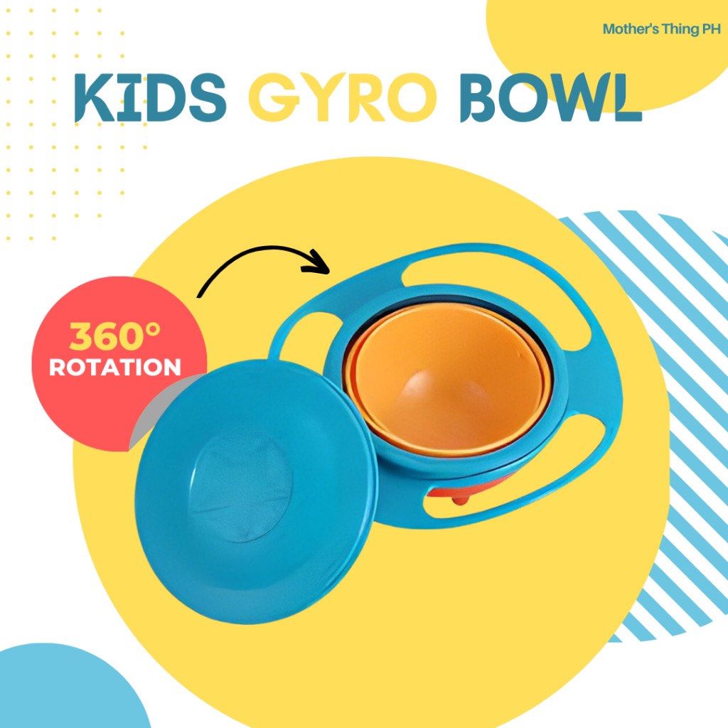 360 Rotating Kids Gyro Bowl Spill Proof Baby Snack Cereal Food ...
