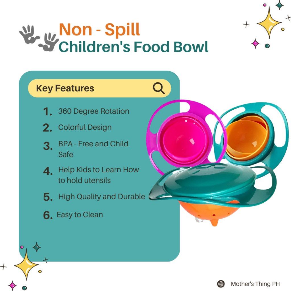 360 Rotating Kids Gyro Bowl Spill Proof Baby Snack Cereal Food ...