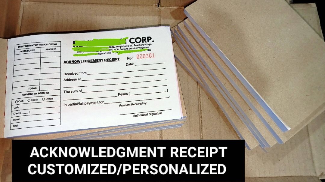 Acknowledgement Receipt Customized, Hobbies & Toys, Stationary & Craft ...