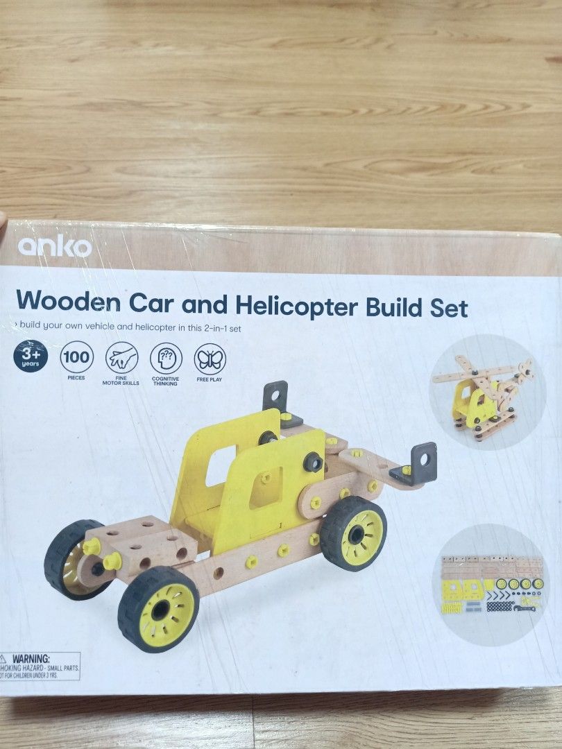 Anko wooden car and helicopter build set, Hobbies & Toys, Toys & Games ...