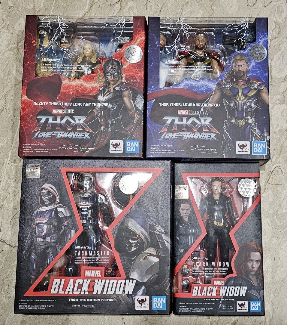 Bandai SHF Black Widow / Taskmaster / Thor / Might Thor (Jane Foster ...