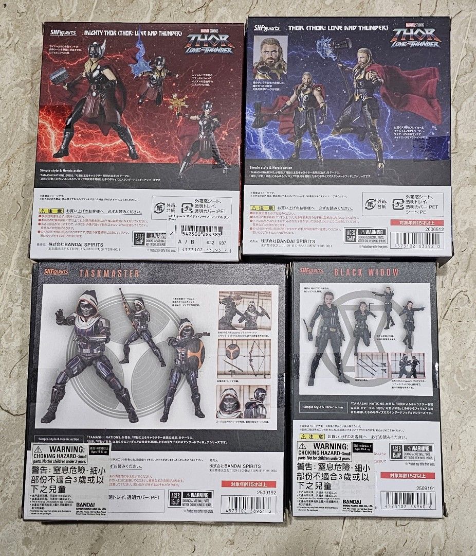 Bandai SHF Black Widow / Taskmaster / Thor / Might Thor (Jane Foster ...