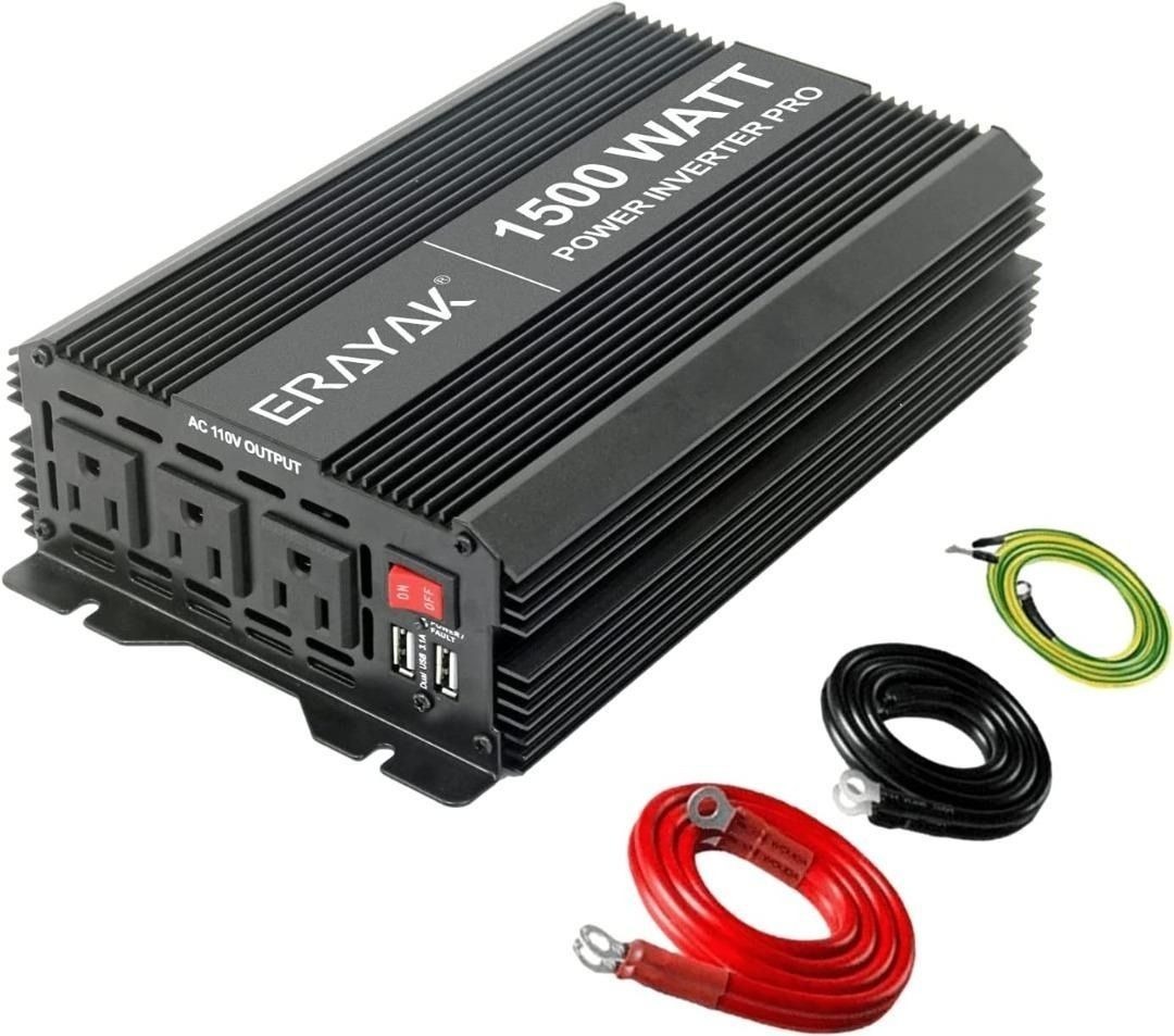 [C0217] ERAYAK 1500W Power Inverter 12V DC to 110V AC Modified Sine ...