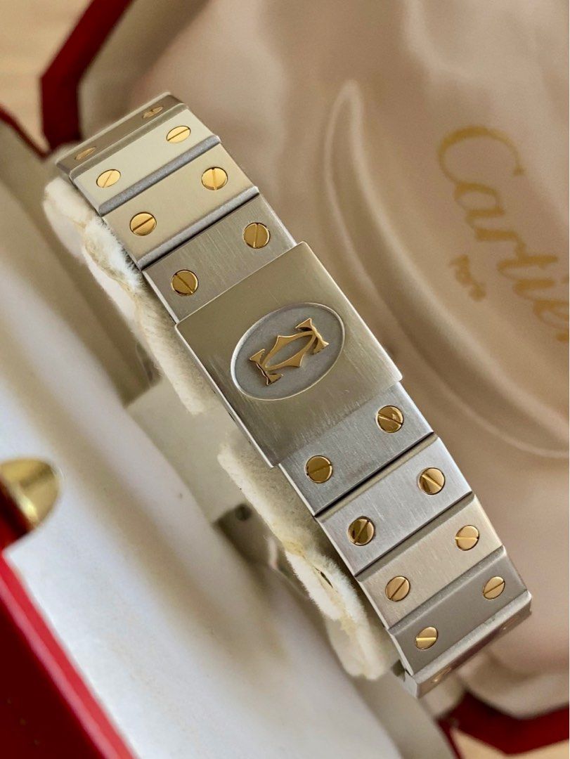 CARTIER Santos “Gordon Gekko” Automatic White Roman Gold & Steel Date ...