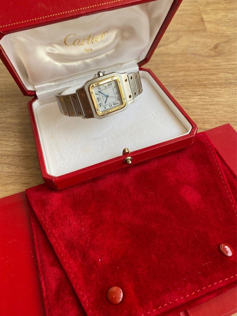 CARTIER Santos “Gordon Gekko” Automatic White Roman Gold & Steel Date ...