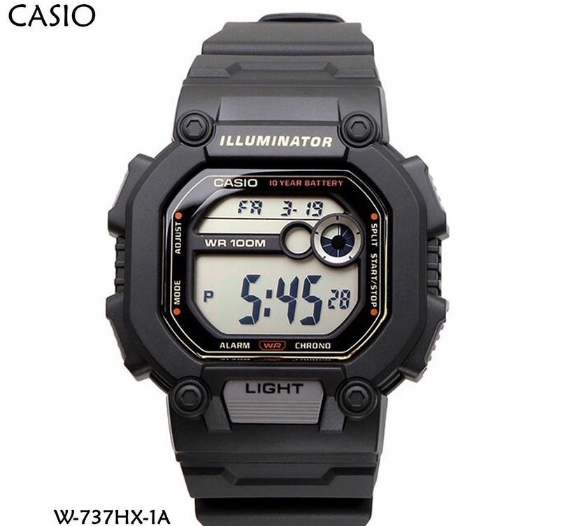 Casio W 737hx 1a Illuminator Digital Quartz W737hx 1a Black W737 Brand