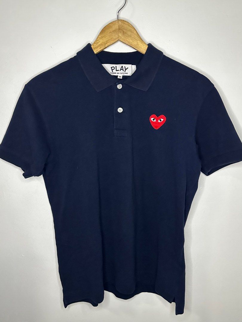 CDG Polo Shirt (Navy Blue) on Carousell