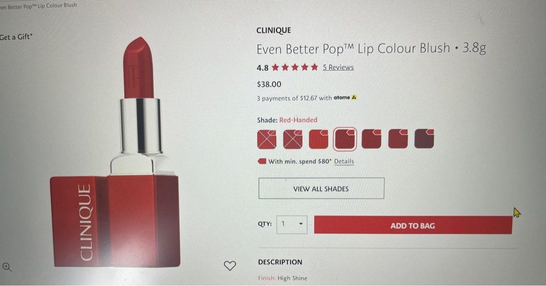 Clinique Red Handed even better pop lip colour blush, Beauty & Personal ...