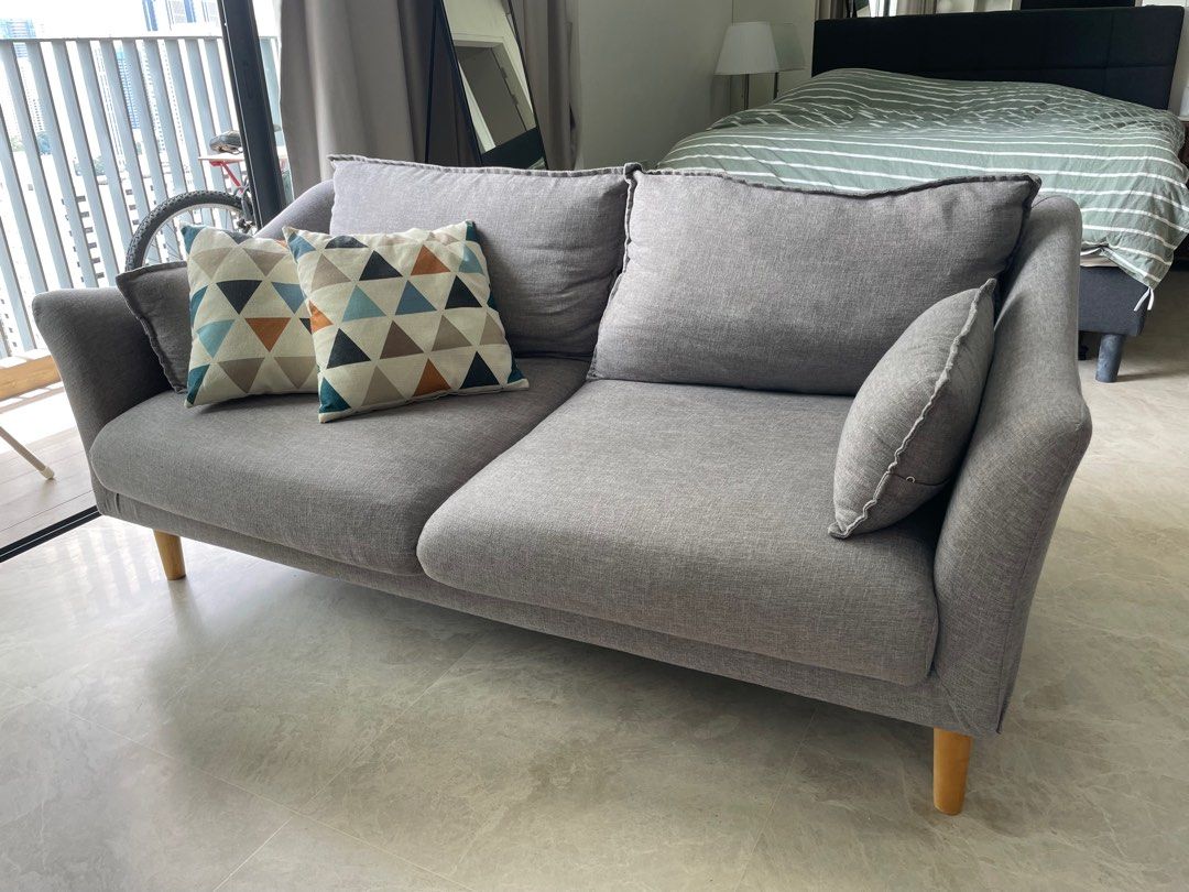 Comfortable 2 seater sofa - gray color, Furniture & Home Living ...