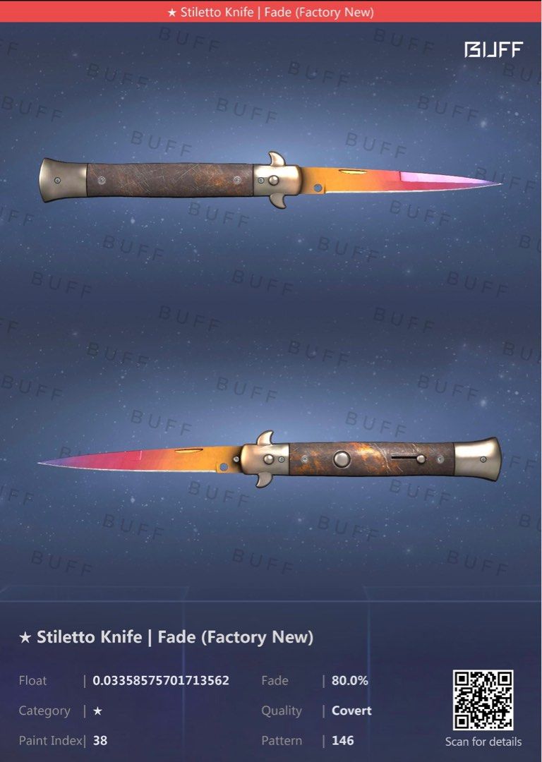 CSGO STILETTO KNIFE FADE FN, Video Gaming, Gaming Accessories, In-Game ...