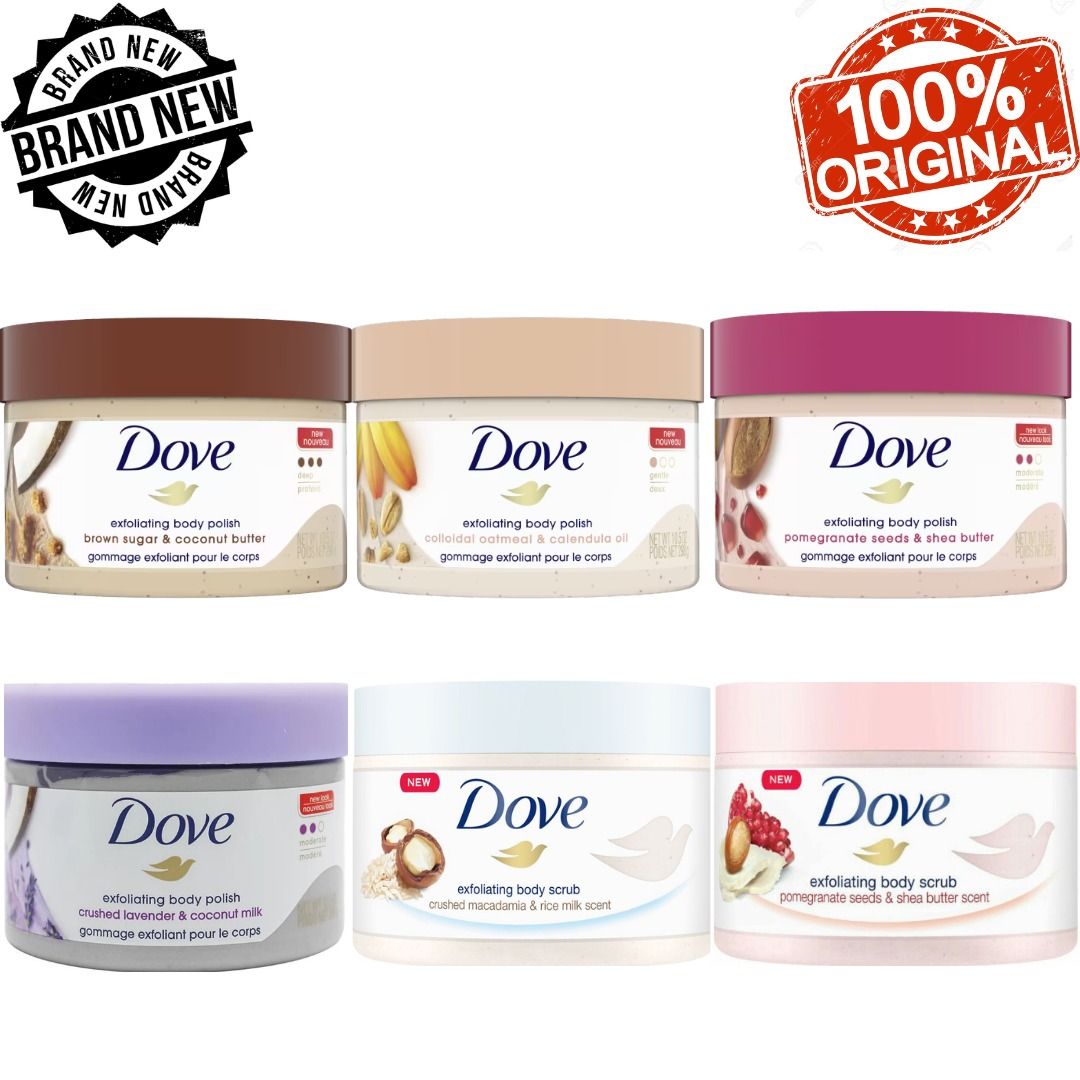 Dove Body scrub | polish | Macadamia & Rice Milk | Pomegranate & Shea ...