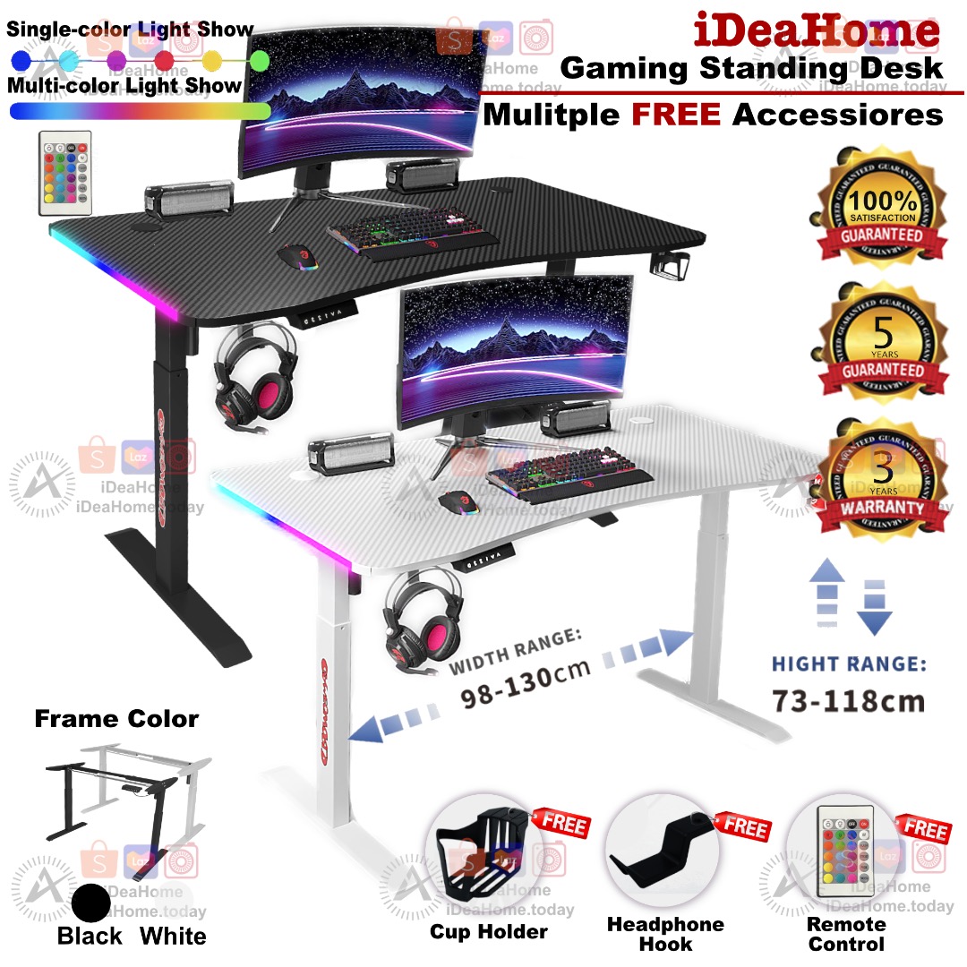 Electrical Standing DESK RGB Gaming Desk with Led Lights, Table ...