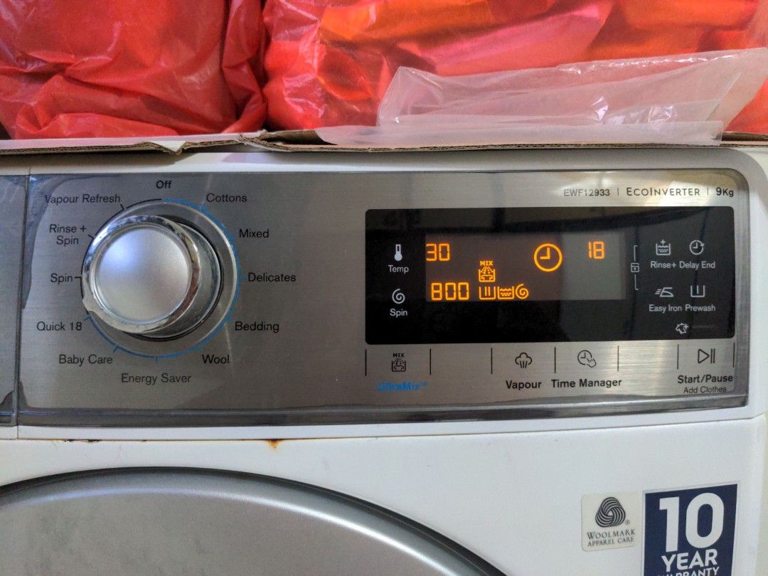 Electrolux ultimate care EWF12933 ecoinvertor 9kg, TV & Home Appliances ...