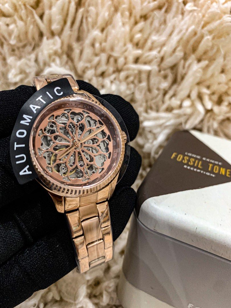 Fossil Rye Automatic Rose Gold-Tone Stainless Steel Watch, Luxury ...