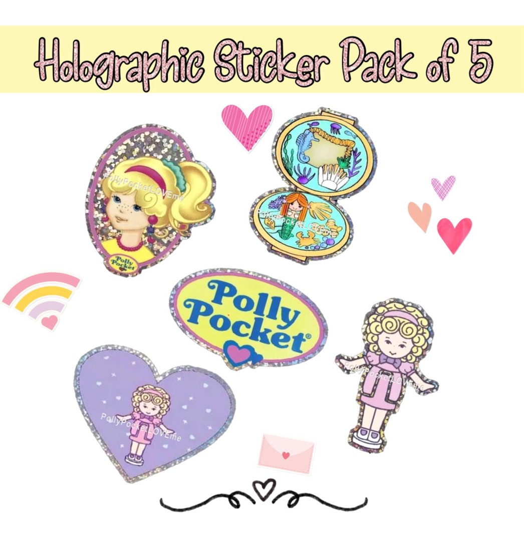 Glitter Holographic Polly Pocket Sticker Set of 5, Everything Else ...