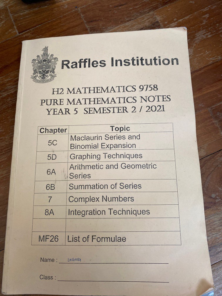 H2 Math Tutorials and Lecture notes from RI, Hobbies & Toys, Books ...