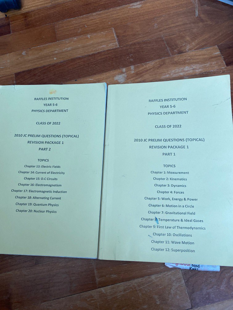 H2 PHYSICS COMPLETE PACKAGE from RI - EXTRA HARD questions, Hobbies ...