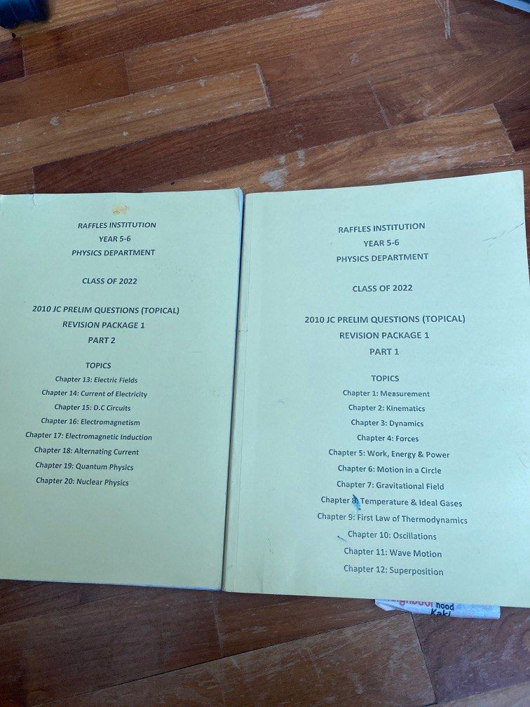 H2 PHYSICS COMPLETE PACKAGE from RI - EXTRA HARD questions, Hobbies ...