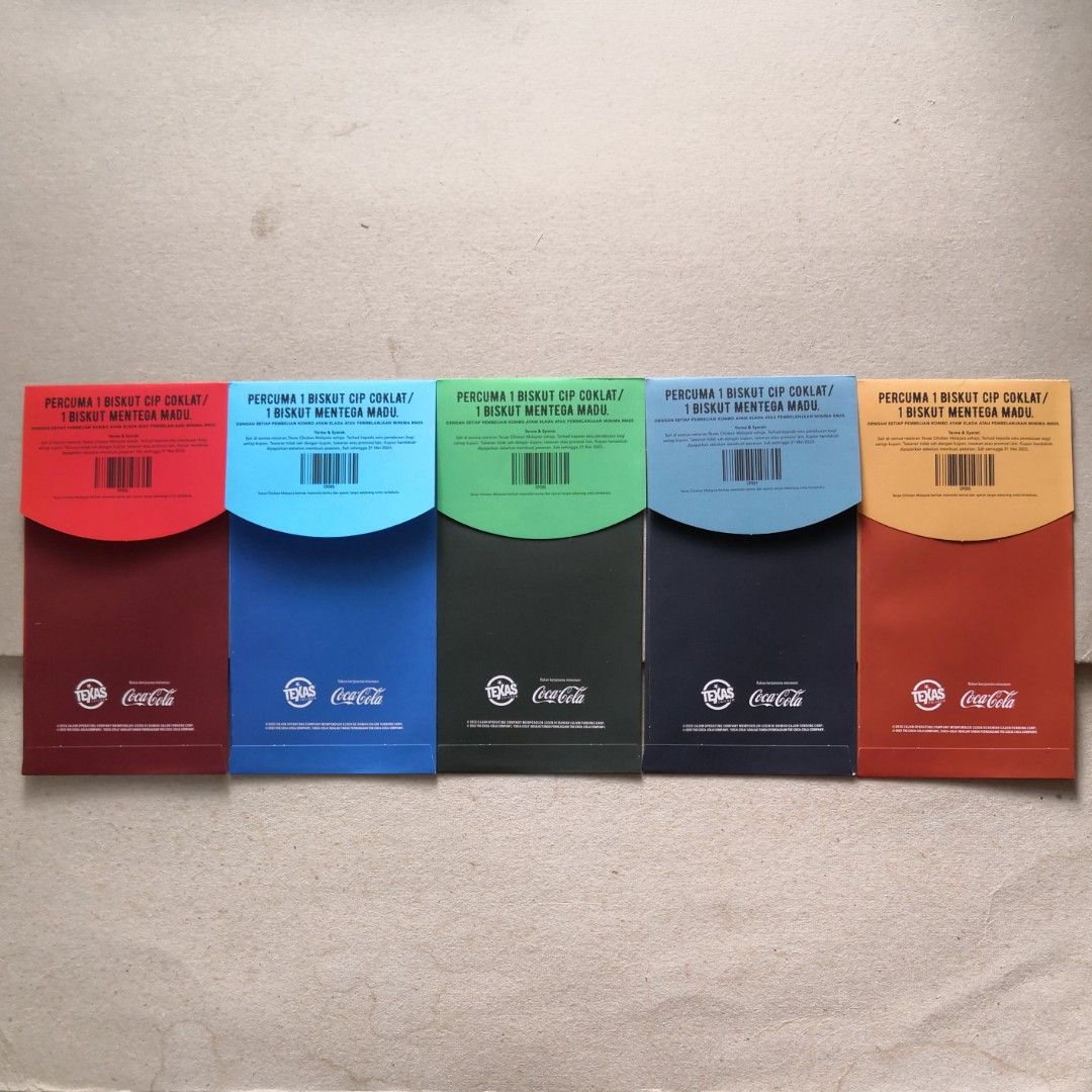Hari Raya Packets - 2023 Texas Coca Cola set of 5 design, Hobbies ...