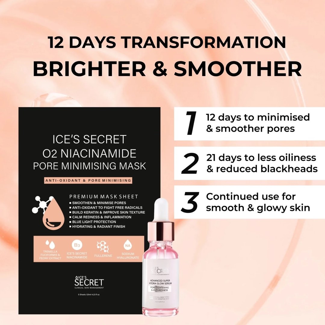 Ice Secret O2 Niacinamide Pore Minimising Mask, Beauty & Personal Care ...