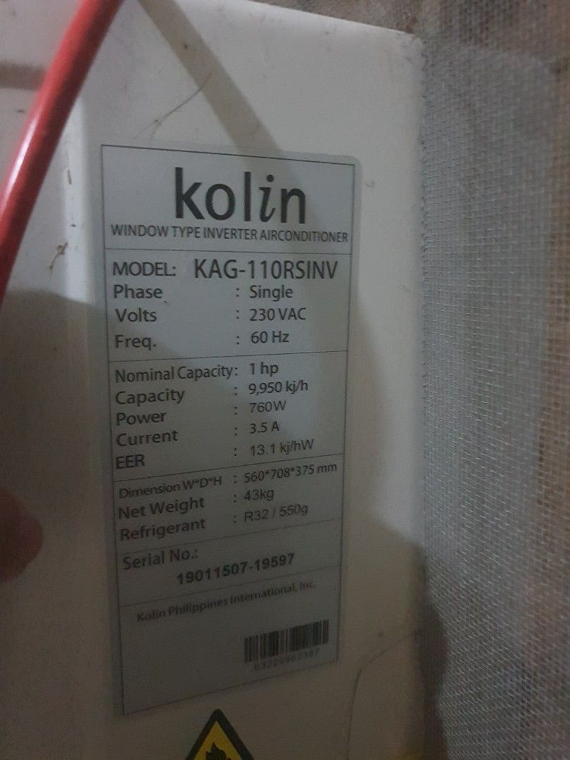 Kolin window type inverter, TV & Home Appliances, Other Home Appliances ...