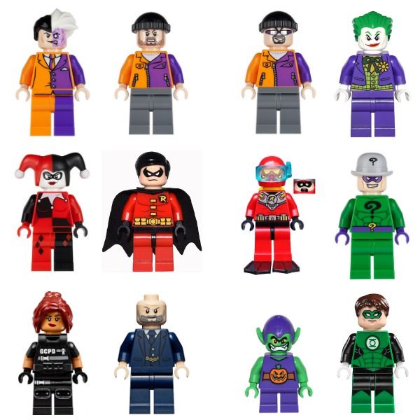 Lego Two-Face Joker Harley Quinn Robin Scuba Robin Riddler Barbara ...