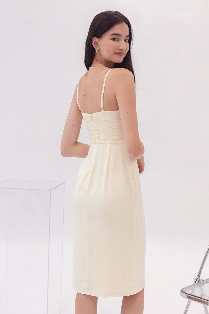 Mikayla Marcella Organza Midi Dress in Vanilla Cream, Women's Fashion, Dresses & Sets, Dresses ...