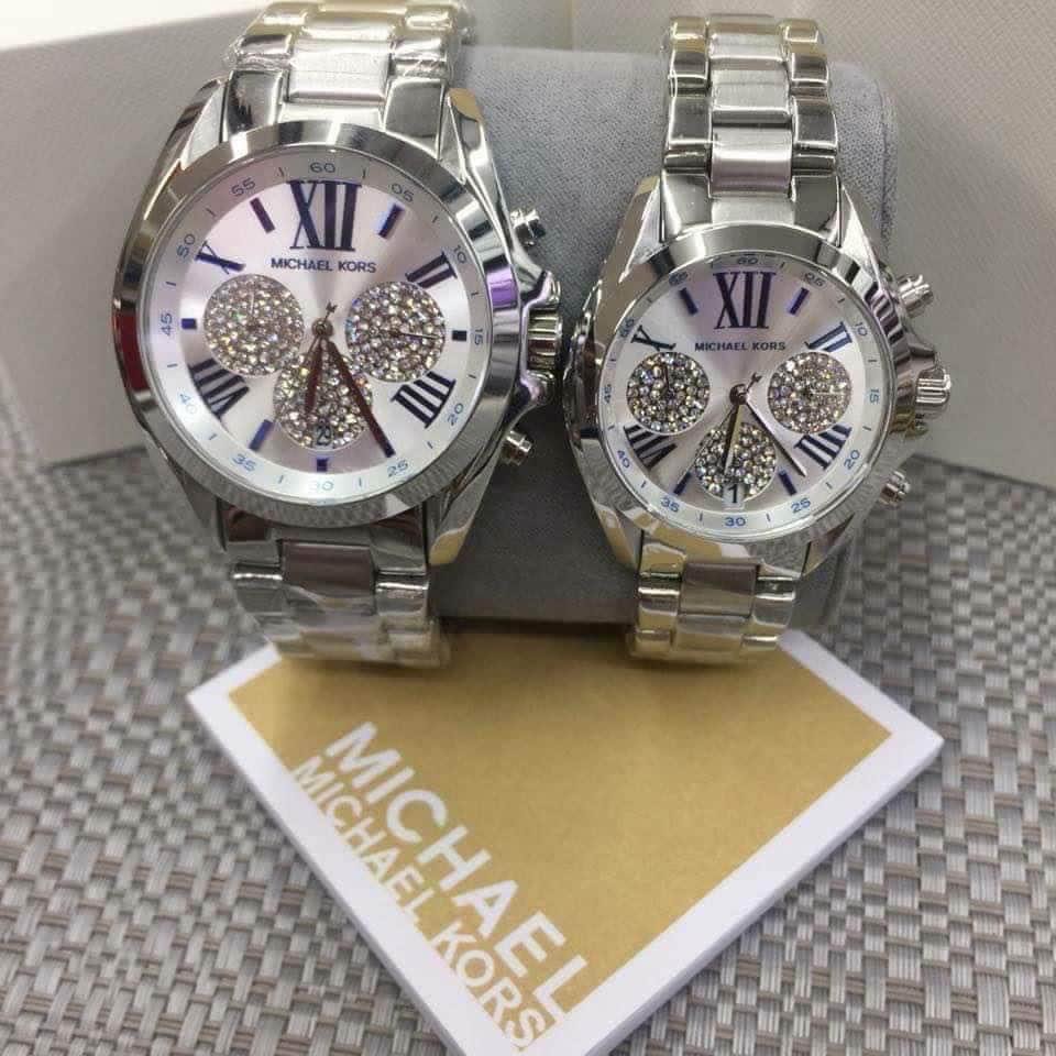 MK COUPLE MICKEY WITH GLITZ SILVER DIAL AUTHENTIC WATCH, Women's ...
