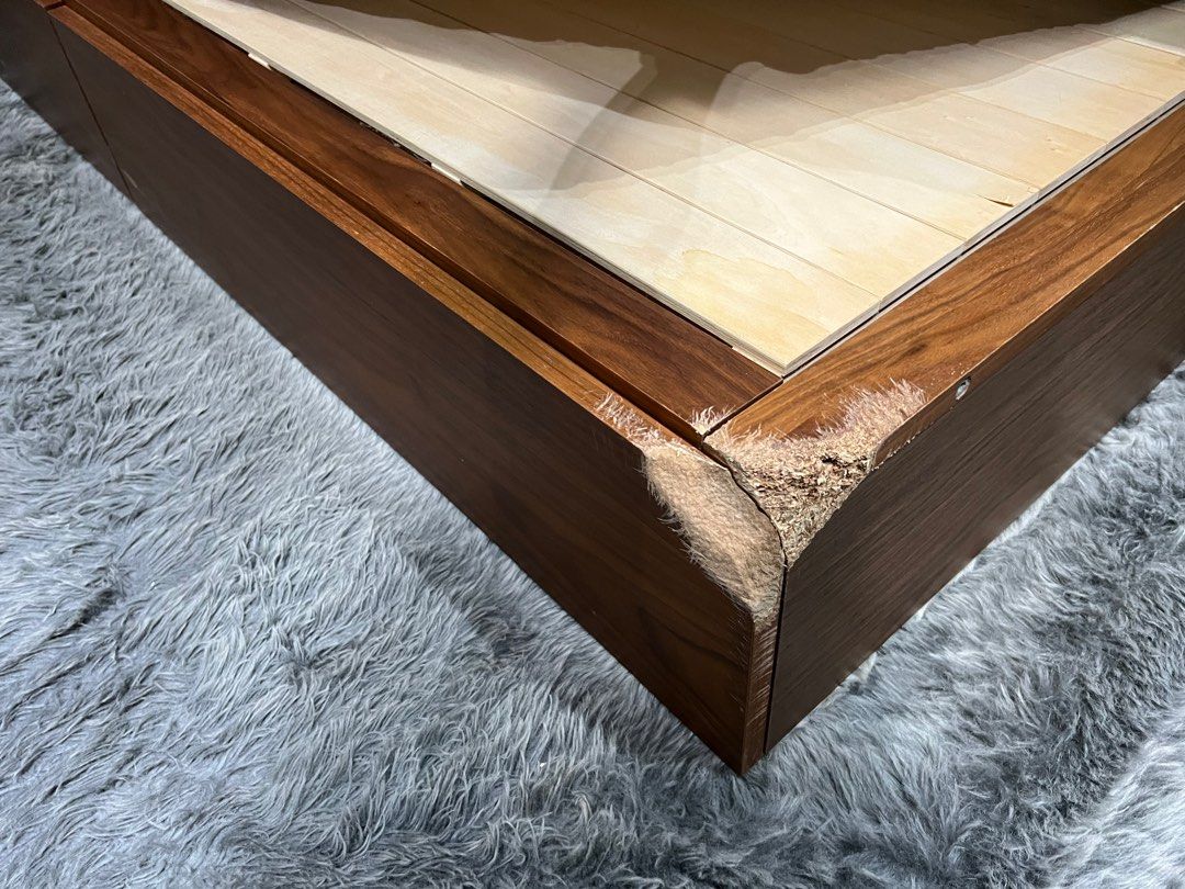 Muji Wooden Single Storage Bed Frame with Mattress, Furniture & Home ...