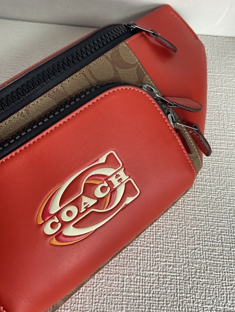 New Coach Original Red Khaki Signature Collection TRACK BELT BAG IN ...