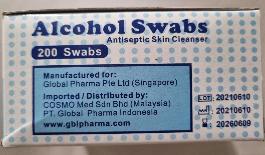 New! Cosmo Med Alcohol Swab. Expiry 2024-26. SG stock., Health ...