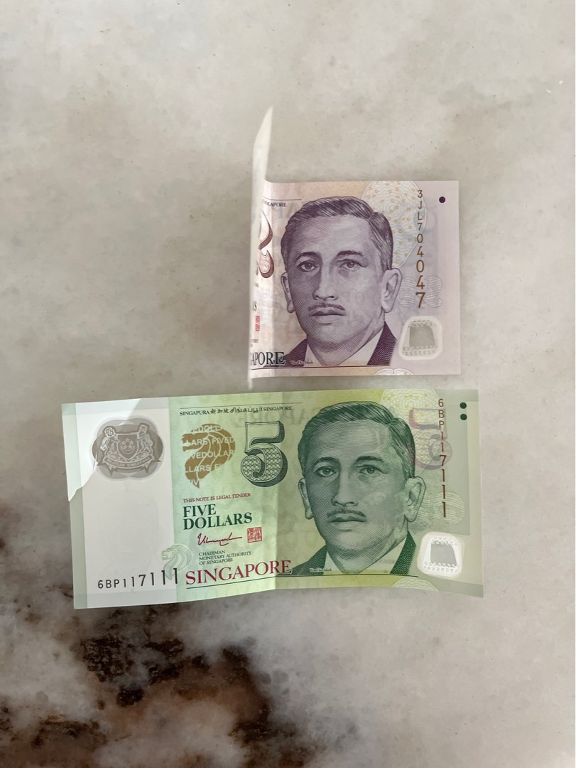 Nice serial number $2 & $5 Singapore note, Hobbies & Toys, Memorabilia ...