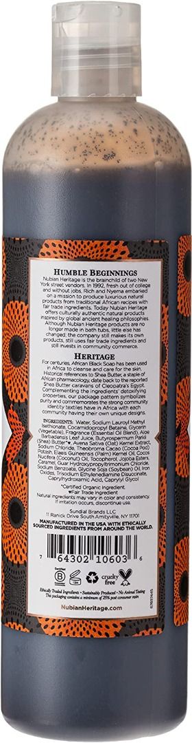 Nubian Heritage Body Wash African Black Soap 13 Fl Oz 384 Ml
