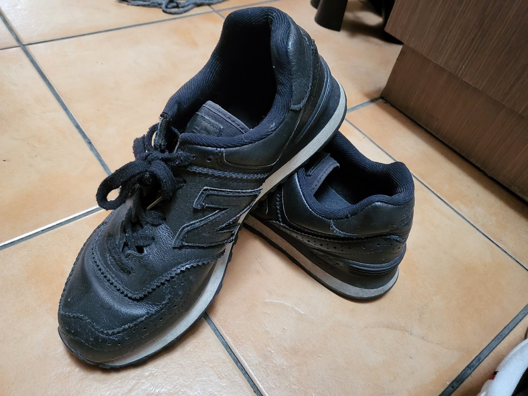 ORIGINAL New Balance 574 leather black limited item, Men's Fashion ...