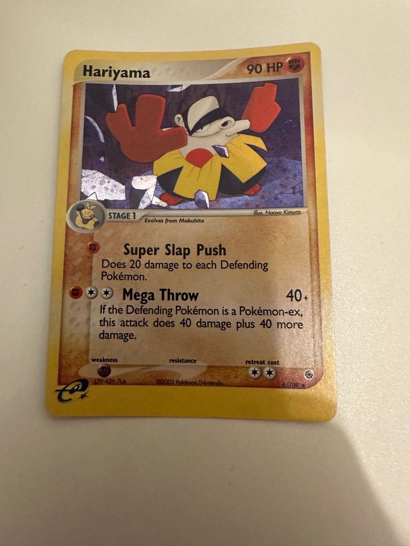 Pokemon Card Hariyama #8 Pokemon Ruby & Sapphire, 興趣及遊戲, 收藏品及紀念品, 古董收藏 - Carousell