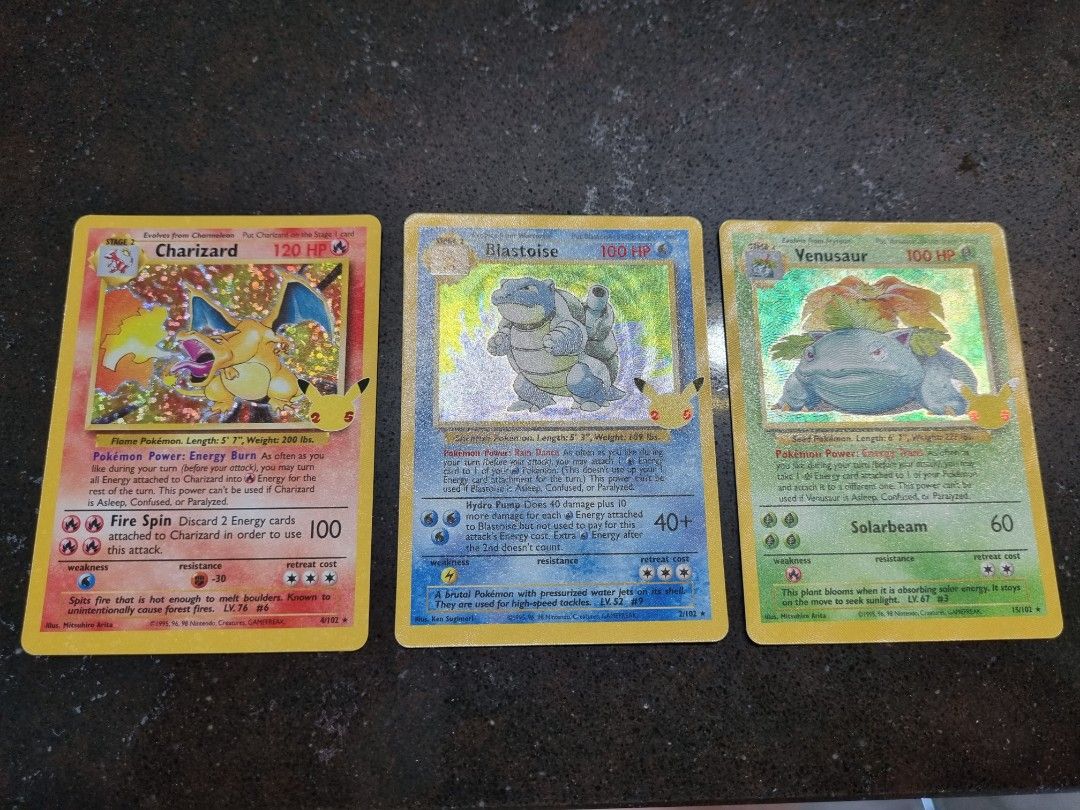 Pokemon Celebrations Base set trio Charizard Blastoise Venusaur ...