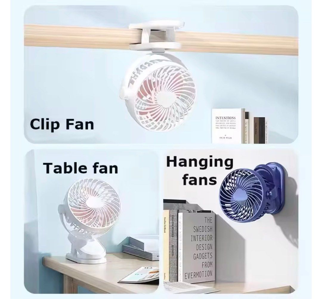 USB Rechargeable Portable Mini Clip Fan (black), Hobbies & Toys, Travel ...