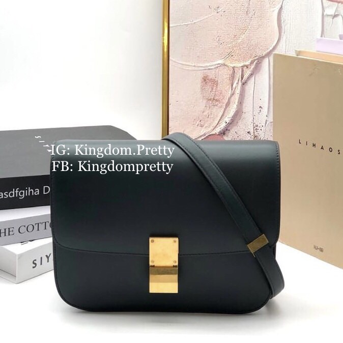 Pre-order Celine Classic Box in Medium Flap Bag Green, Gold Hardware ...