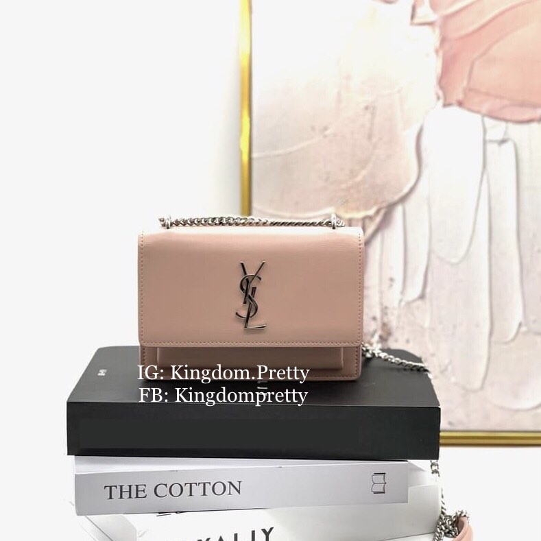 Pre-order YSL Monogram Saint Laurent Sunset Mini Flap Bag in Pink ...