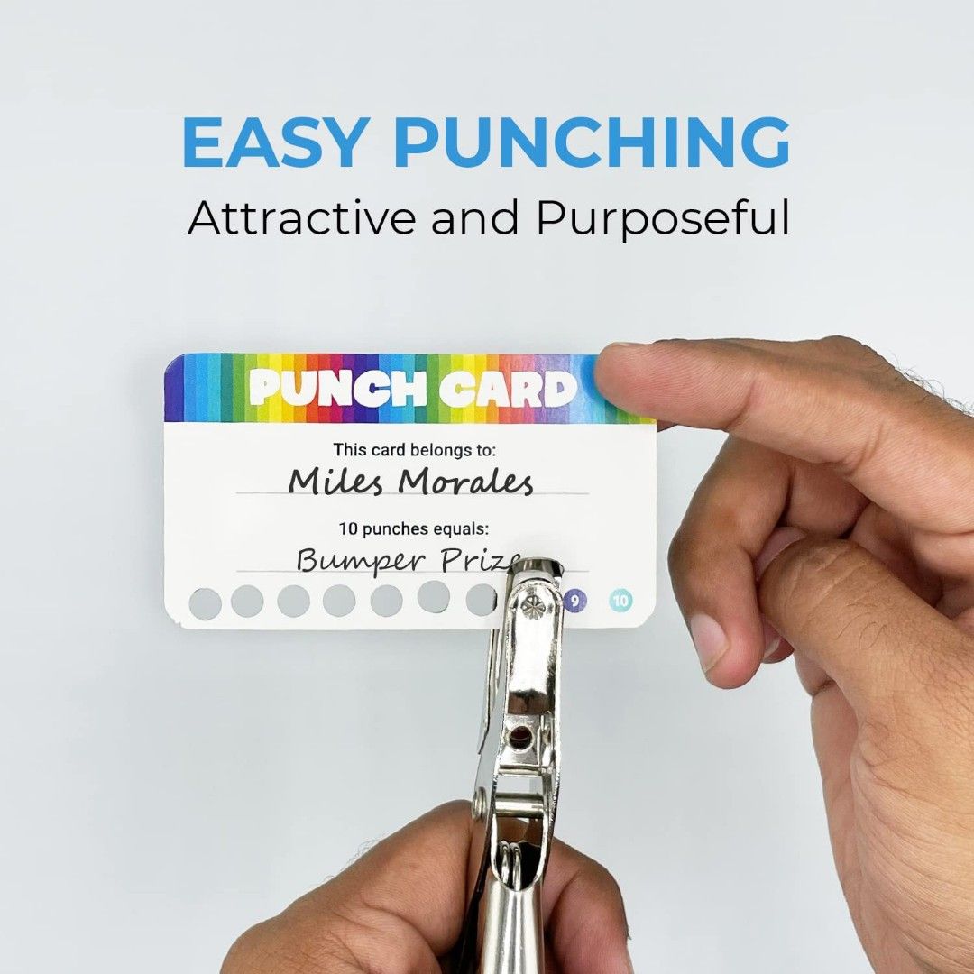 Punch Cards, Pack of 200 Reward Punch Cards 2 x 3.5" with Handheld ...
